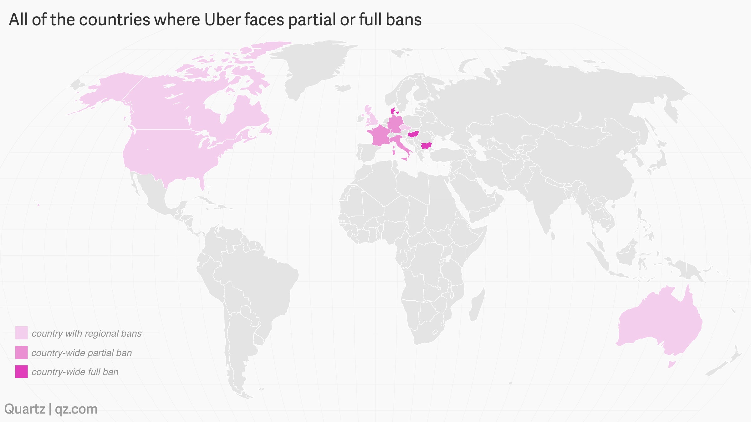 Map: All the places where Uber is partially or fully banned