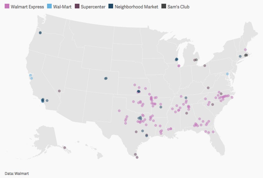 Here’s a list and map of all the Walmart store closings in the US